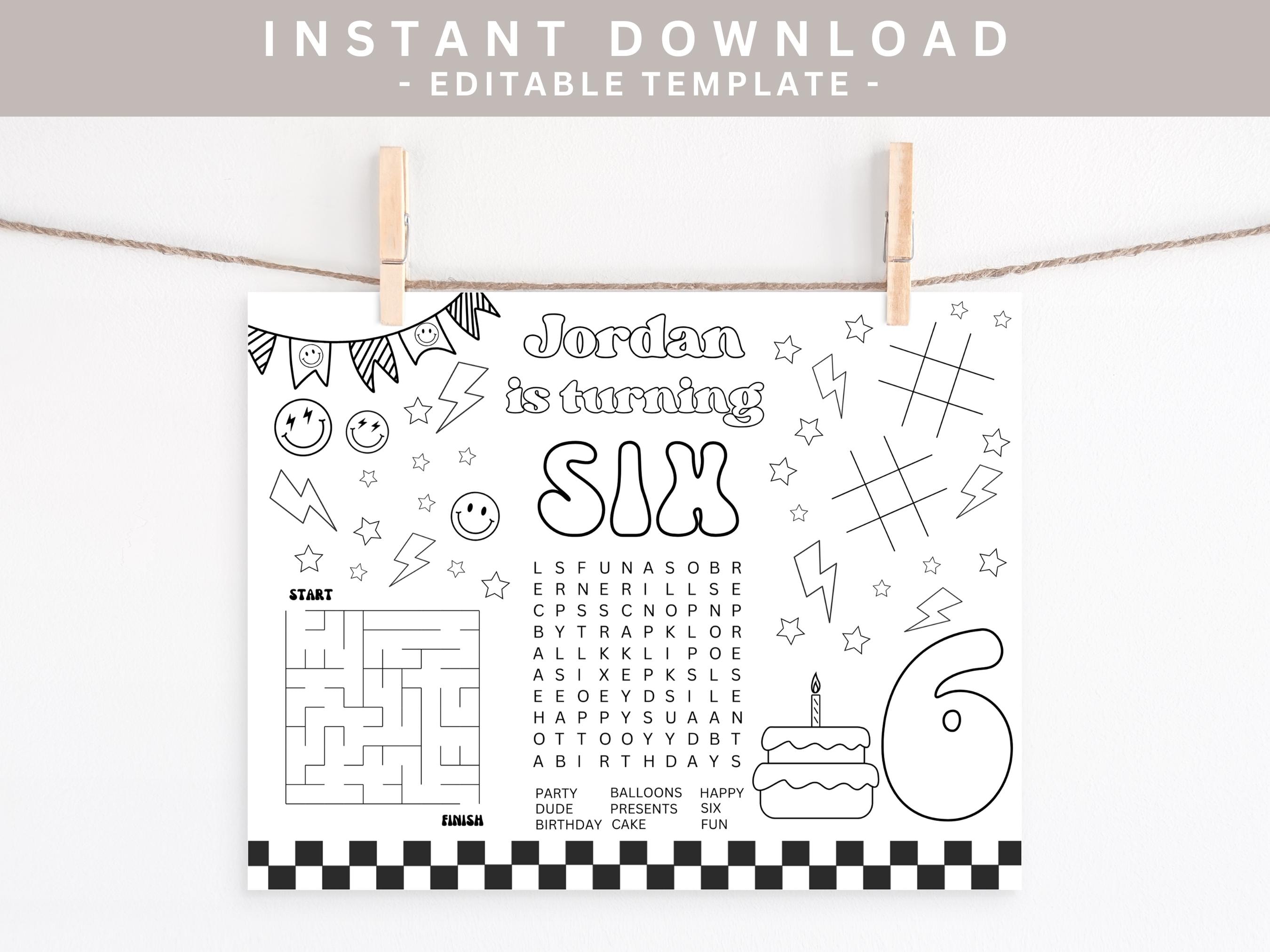 Printable 6th Birthday Smiley Face Coloring Page, Smiley Face Coloring ...