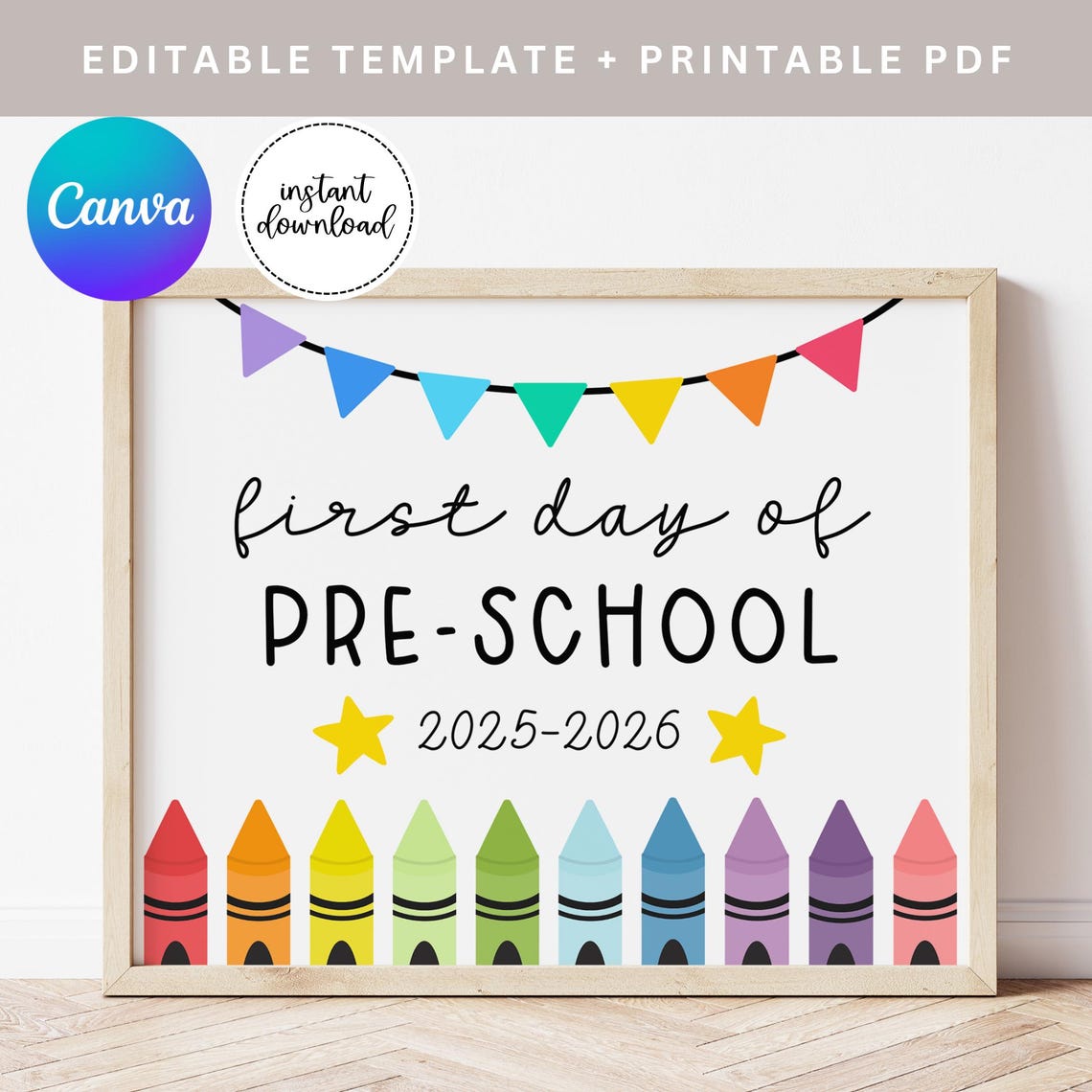 Printable Back to School Sign, First Day of School, Instant Download ...