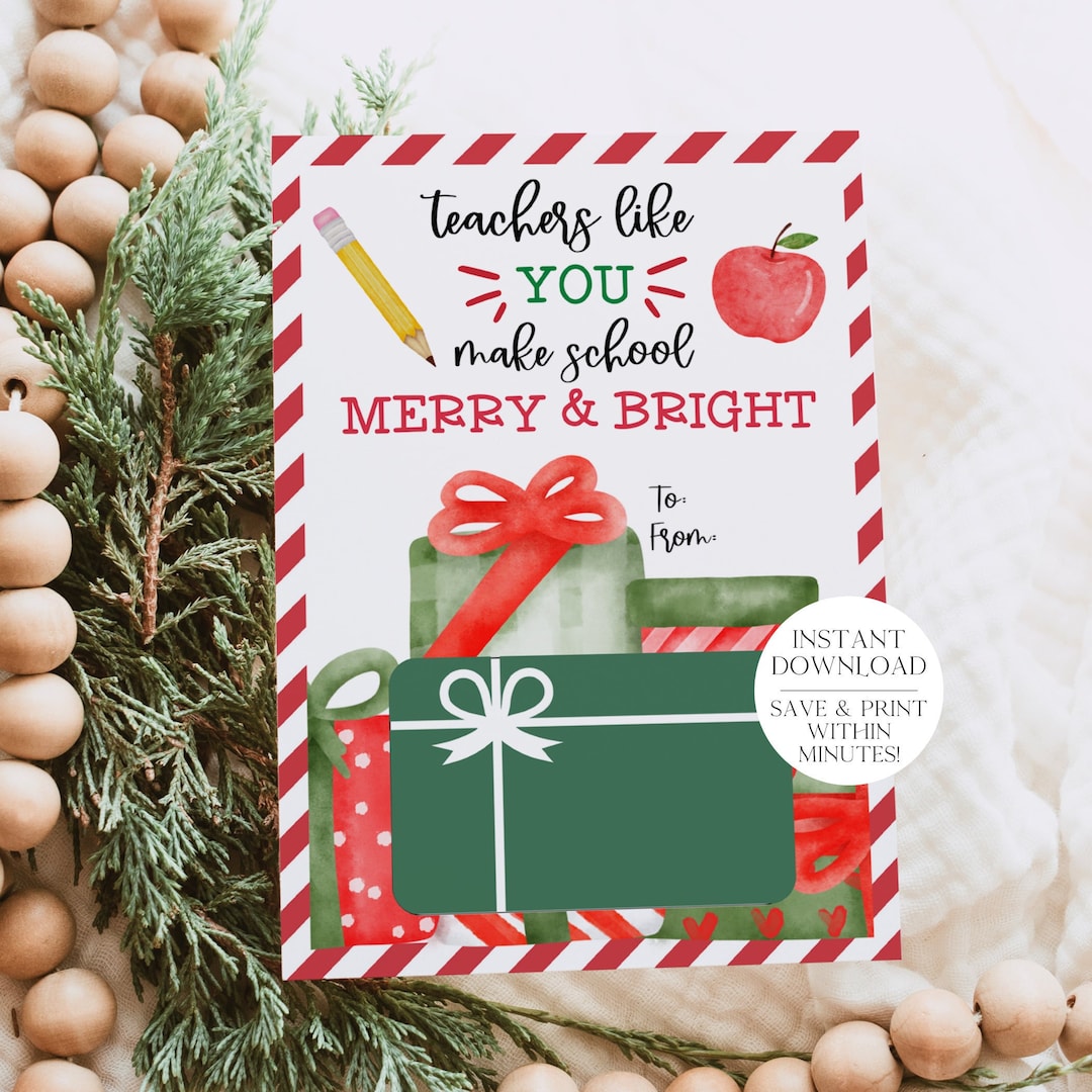 Teacher Christmas Card | Teacher Holiday Card | Teacher Gift | Teacher ...