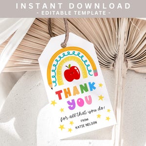 Teacher Appreciation Gift Tag, Thank You Tag, Teacher Gift Tag, Teacher ...