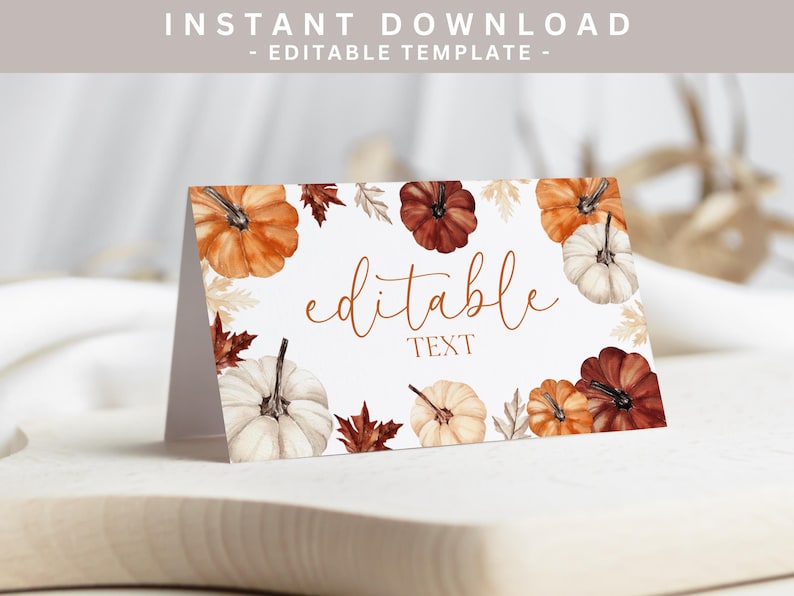 Fall Food Tent, Instant Download, Editable Template, Pumpkin Food Label ...