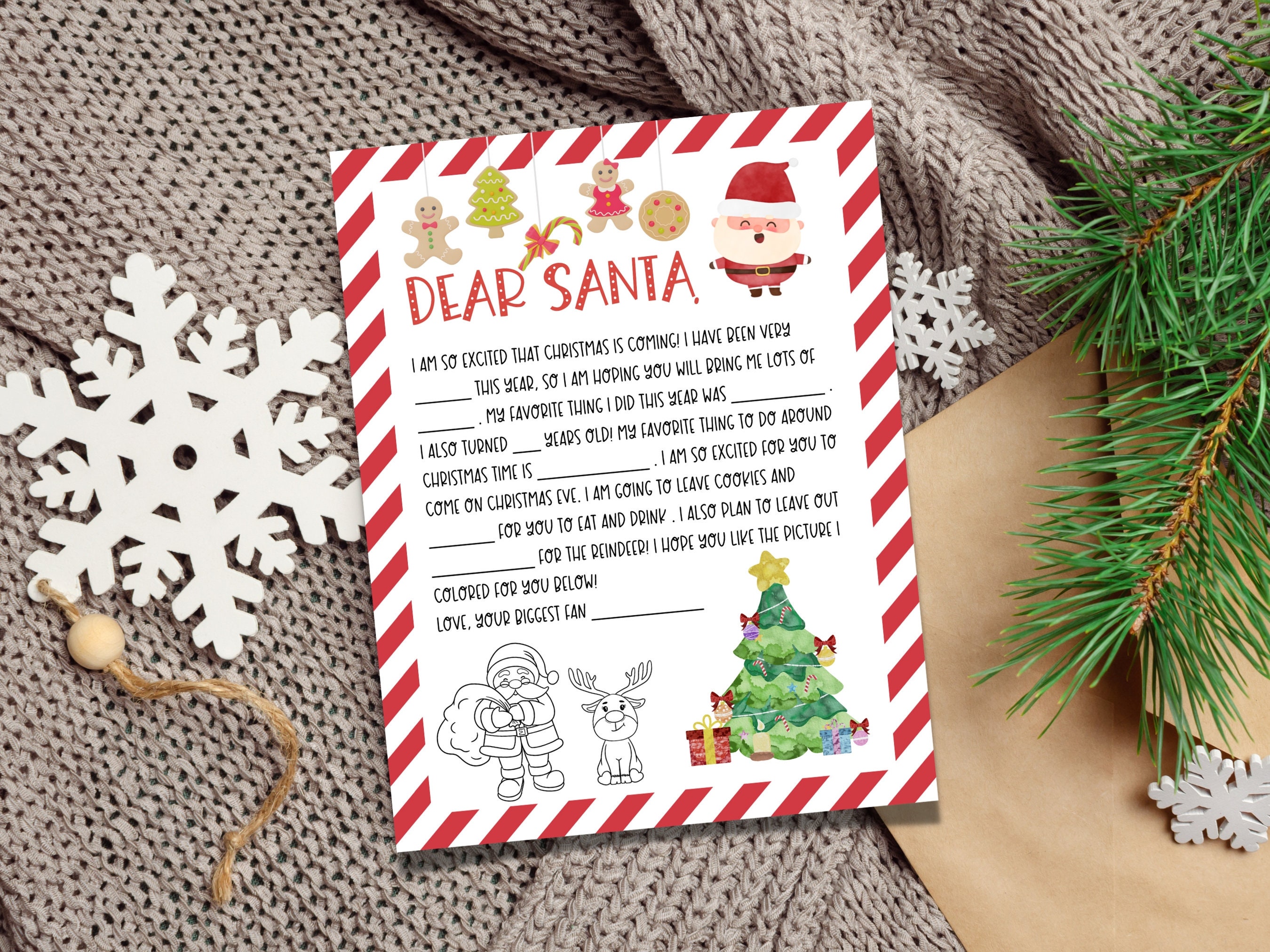 Printable Christmas Letter | Instant Download | Christmas List | Letter ...