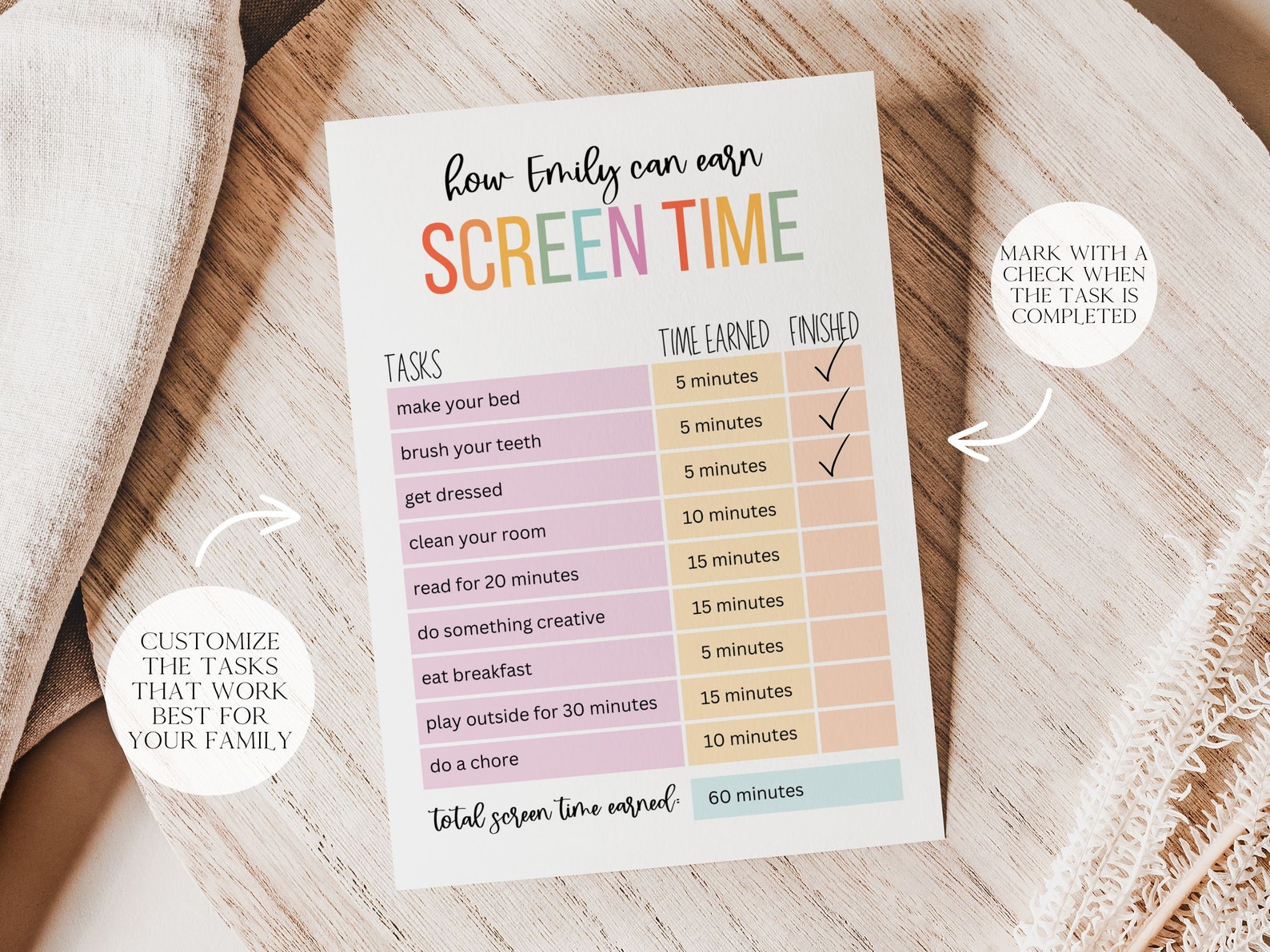 Screen Time Tracker for Kids Instant Download - Etsy