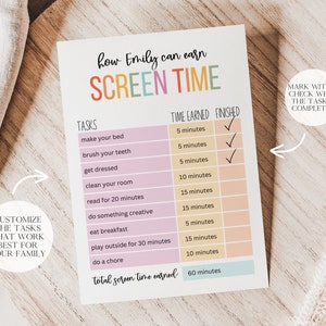 Screen Time Tracker for Kids | Instant Download - Etsy