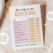 Screen Time Tracker for Kids Instant Download - Etsy