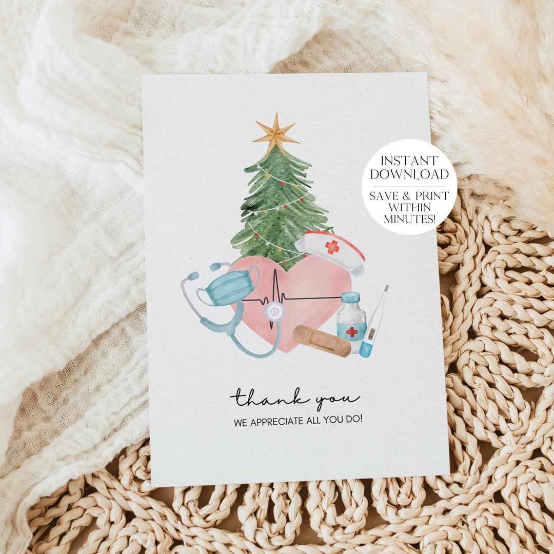 Printable Nurse Christmas Card Christmas Card Nurse Christmas Gift ...
