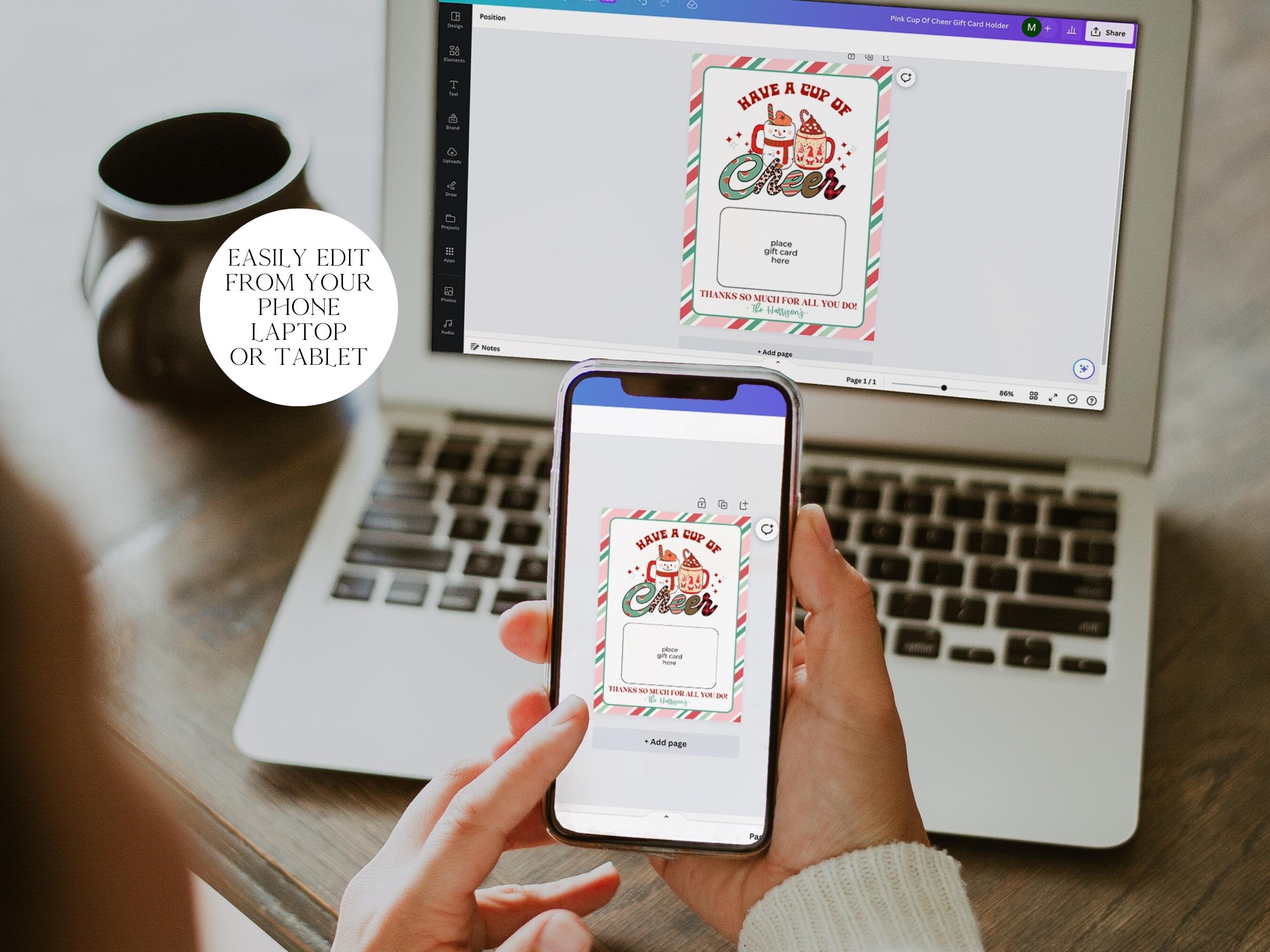 Printable Coffee Gift Card Holder Template Christmas Card - Etsy