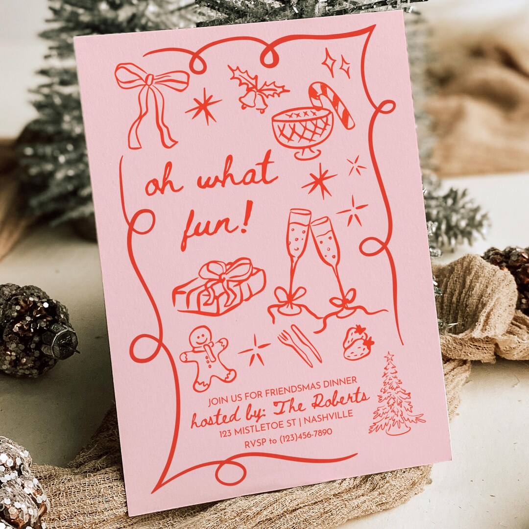 Oh What Fun Christmas Invitation, Friendsmas Invite, Oh What Fun Invite ...