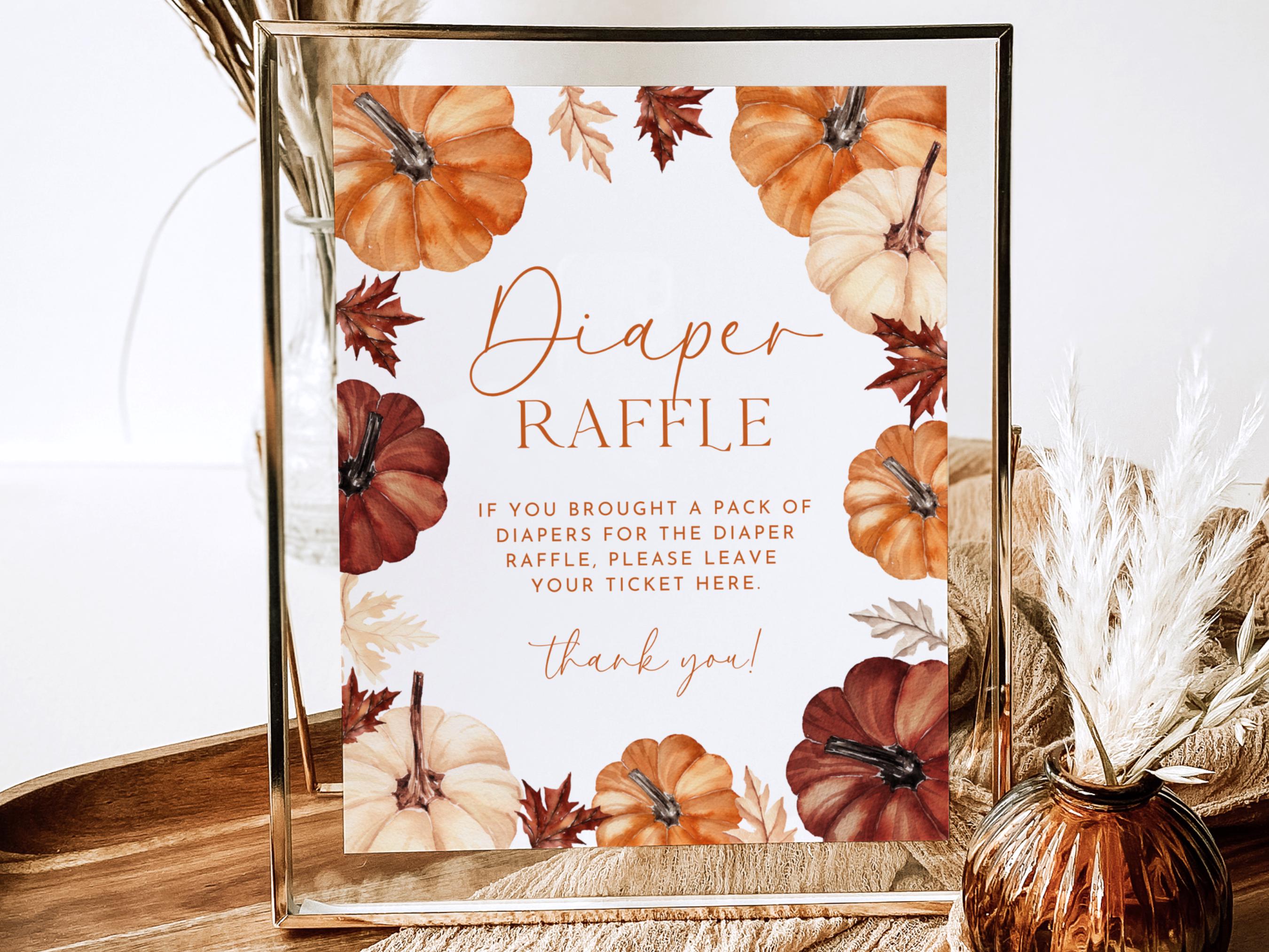 Pumpkin Baby Shower Diaper Raffle, Fall Baby Shower, Diaper Raffle Sign ...