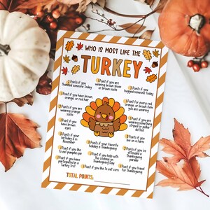 Printable Thanksgiving Game, Who is Most Like the Turkey, Friendsgiving ...