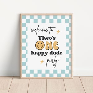 One Happy Dude Welcome Sign | First Birthday Party | Instant Download ...