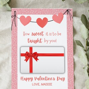 Printable Teacher Valentine's Day Gift Card Holder Valentine's Day Gift ...