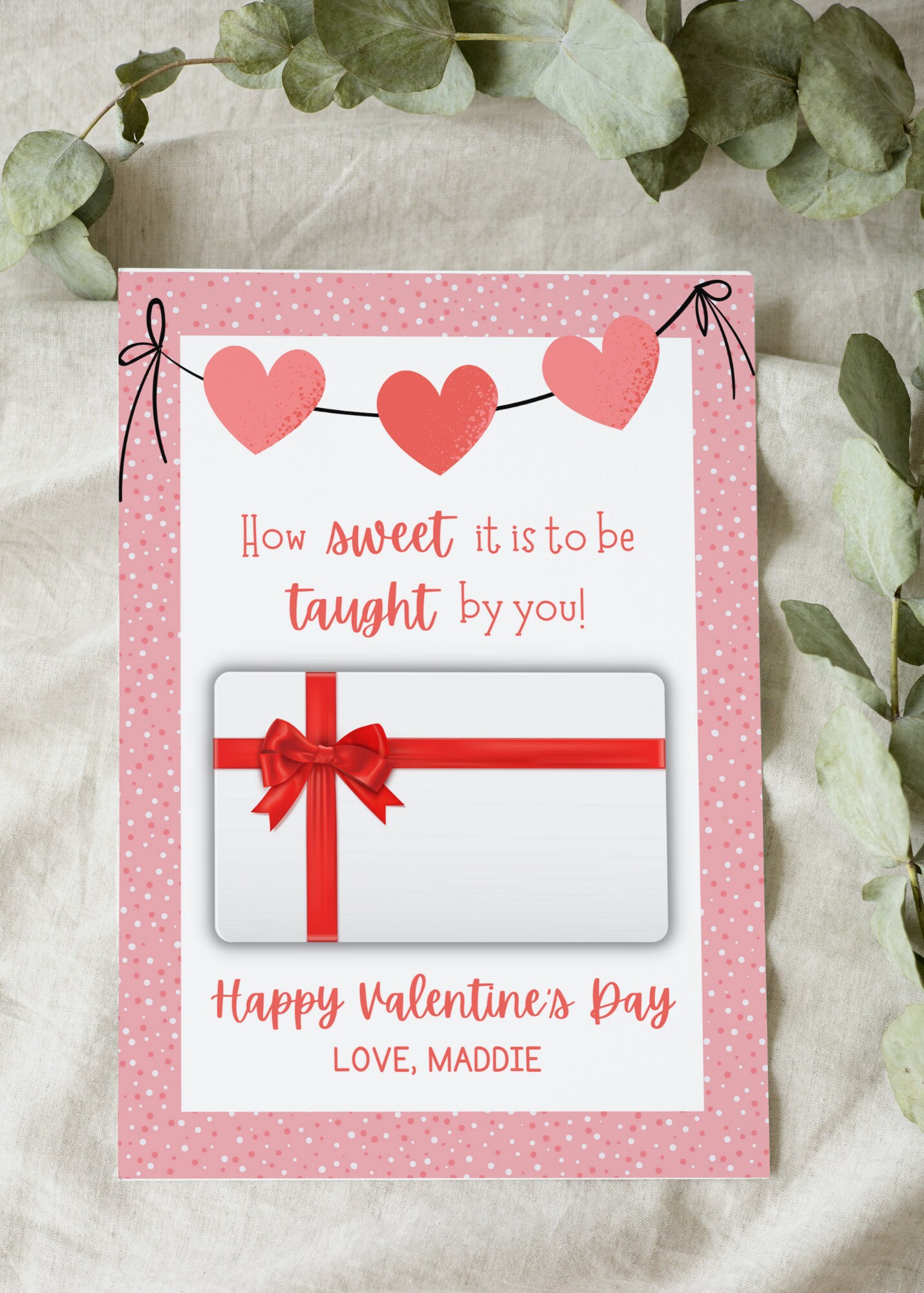 Printable Teacher Valentine's Day Gift Card Holder - Etsy
