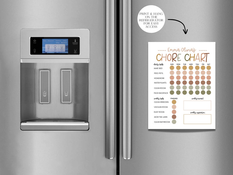 Kids Chore Chart Printable | Instant Download | Editable Chore Chart | Weekly Chore Chart ...