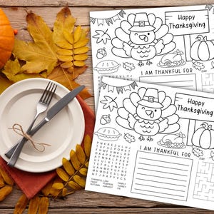 Kids Thanksgiving Coloring Placemat, Thanksgiving Dinner, Activity ...