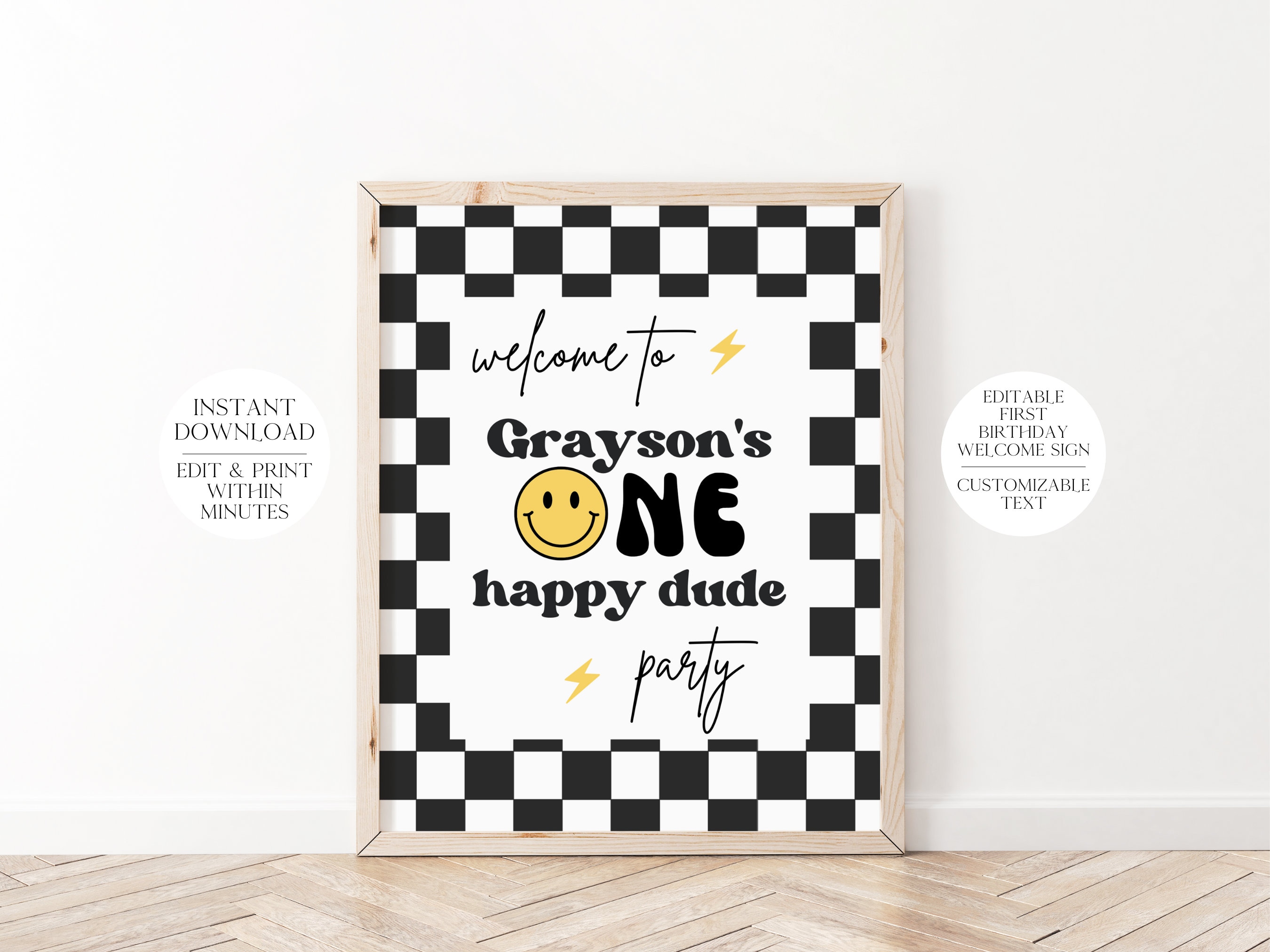 One Happy Dude Welcome Sign, First Birthday Party, Instant Download ...