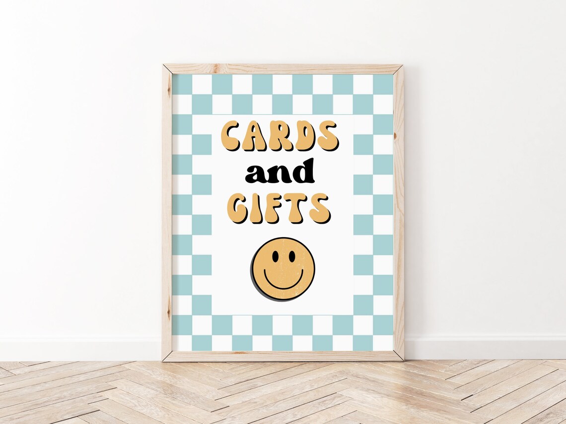 Blue One Happy Dude Cards and Gifts Sign | Instant Download | A102 - Etsy