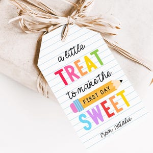 Printable First Day of School Tag, School Gift Tag, Teacher Gift ...