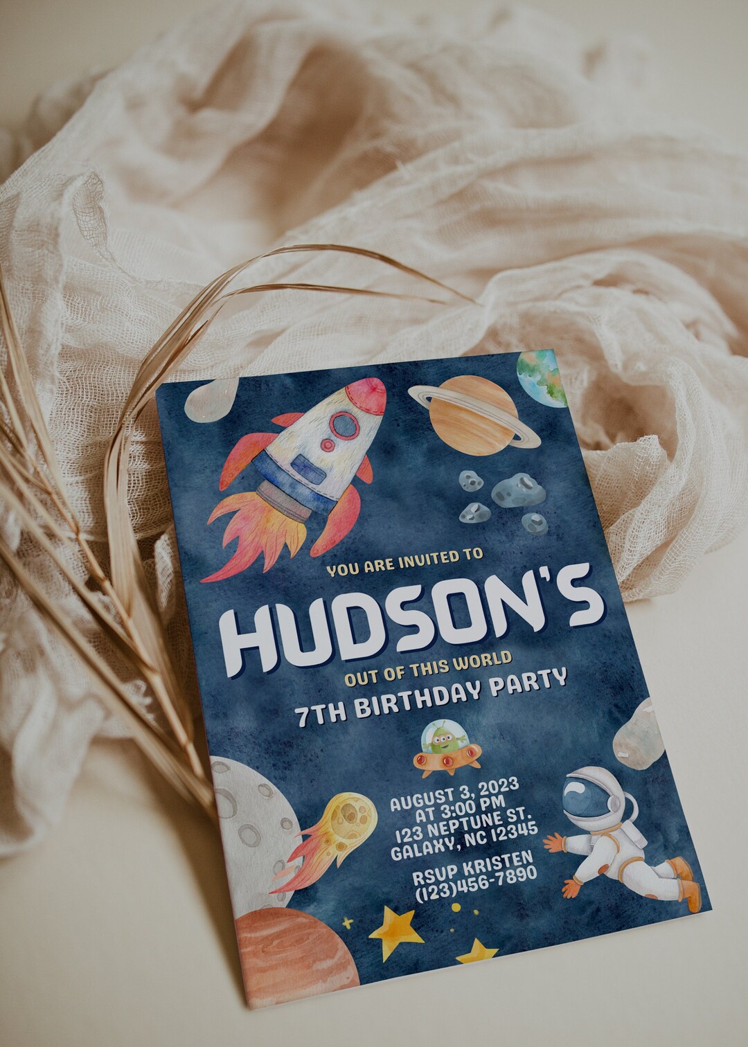 Outer Space Birthday Party Invitation | Editable Birthday Party ...