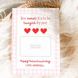 Printable Teacher Valentine's Day Gift Card Holder, Valentine's Day ...
