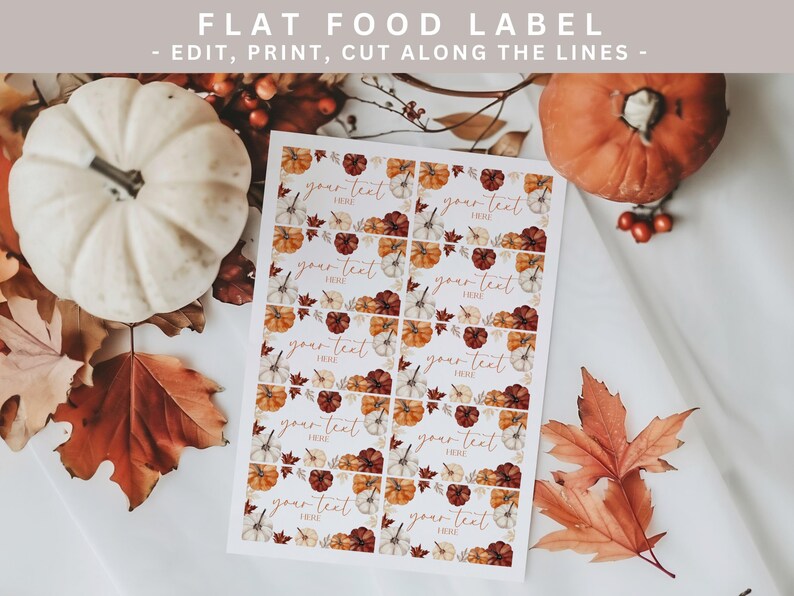 Fall Food Tent, Instant Download, Editable Template, Pumpkin Food Label ...