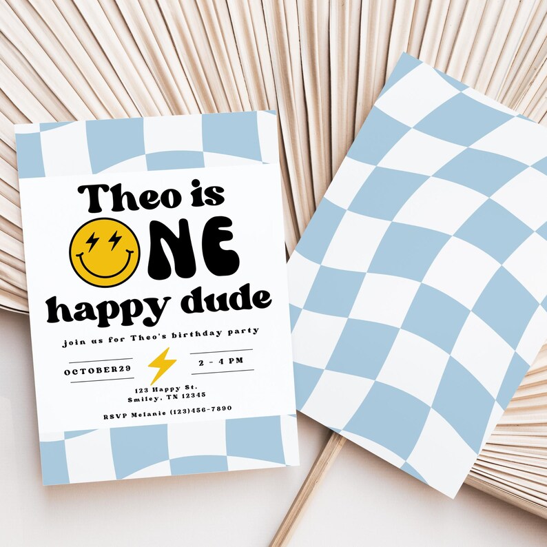 One Happy Dude, 1st Birthday Invitation, Boy First Birthday, Happy Dude ...