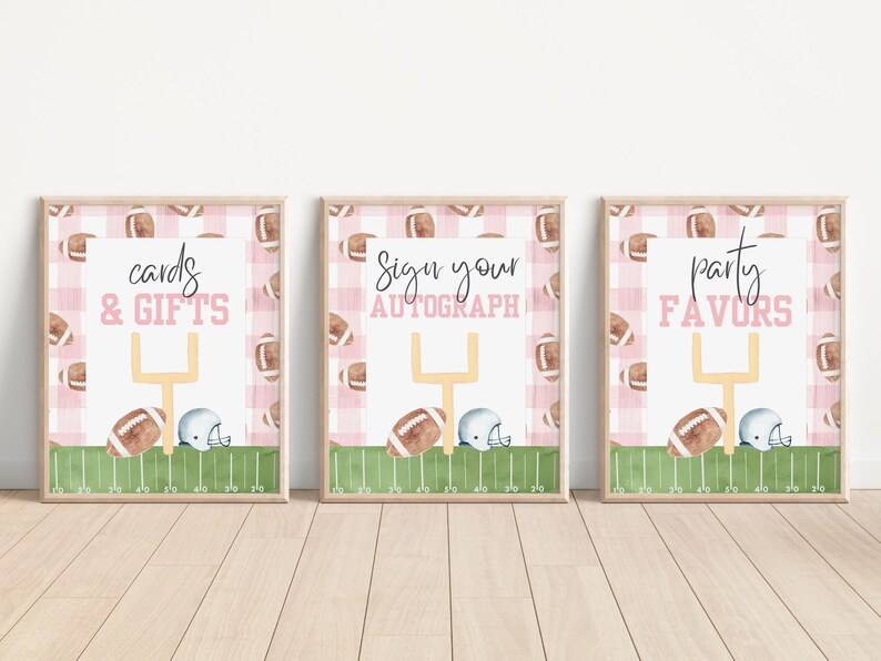 Pink First Year Down Football Birthday Party Bundle | First Birthday ...