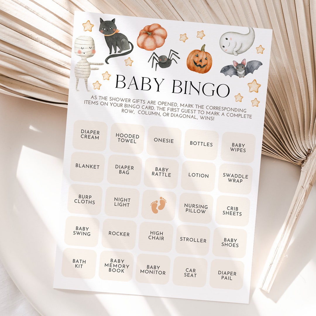 Baby Shower Bingo, Spooky Baby Shower, Baby Shower Games, Halloween ...