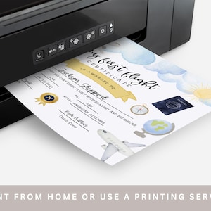 My First Flight Certificate, Certificate for Kids, First Flight Gift ...