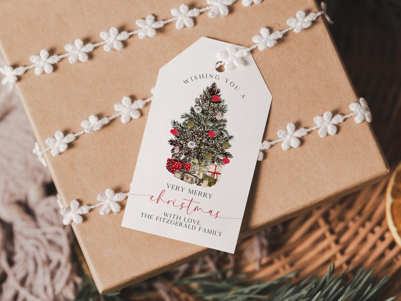 Printable Christmas Gift Tags, Christmas Tree Tags, Holiday Gift Tags ...