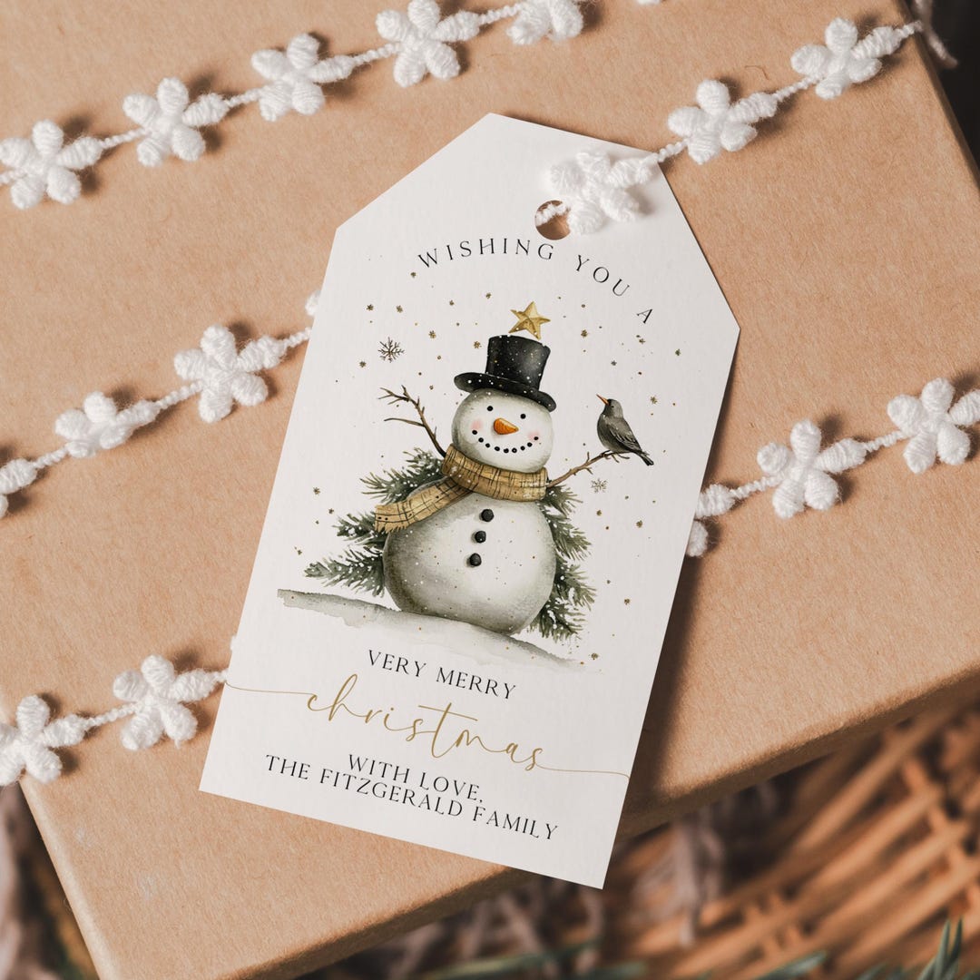 Printable Snow Man Christmas Gift Tags, Holiday Gift Tags, Merry ...