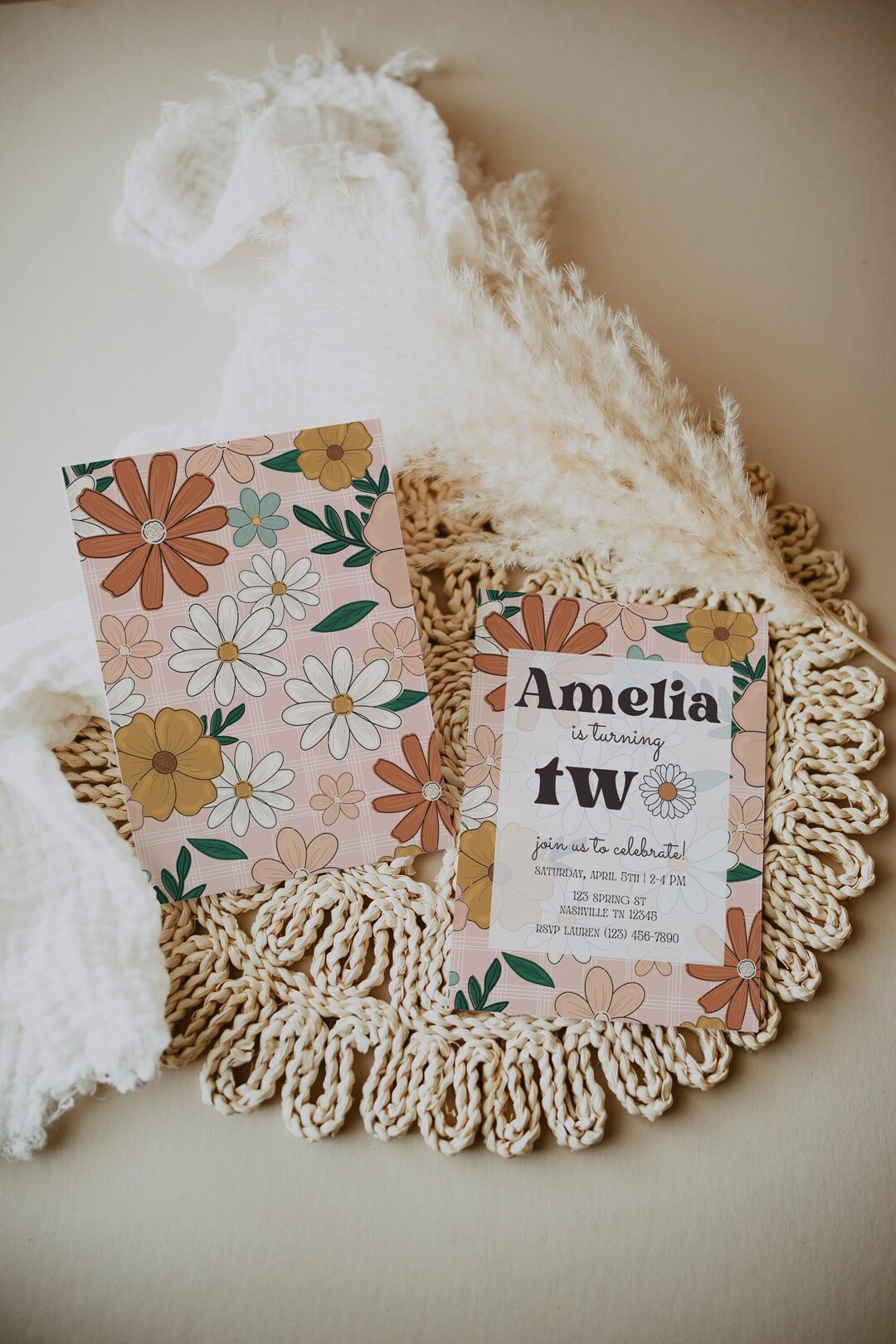 Second Birthday | Invitation Template | Floral 2nd Birthday | Girl ...