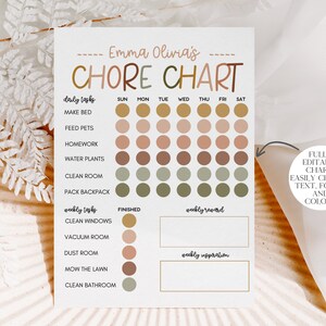 Kids Chore Chart Printable | Instant Download | Editable Chore Chart ...