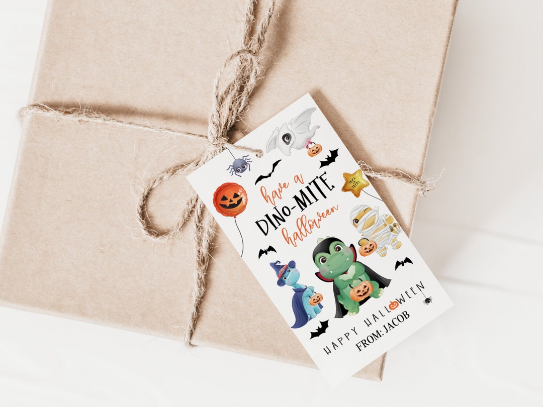 Printable Dinosaur Halloween Treat Tag | Editable Instant Download - Etsy