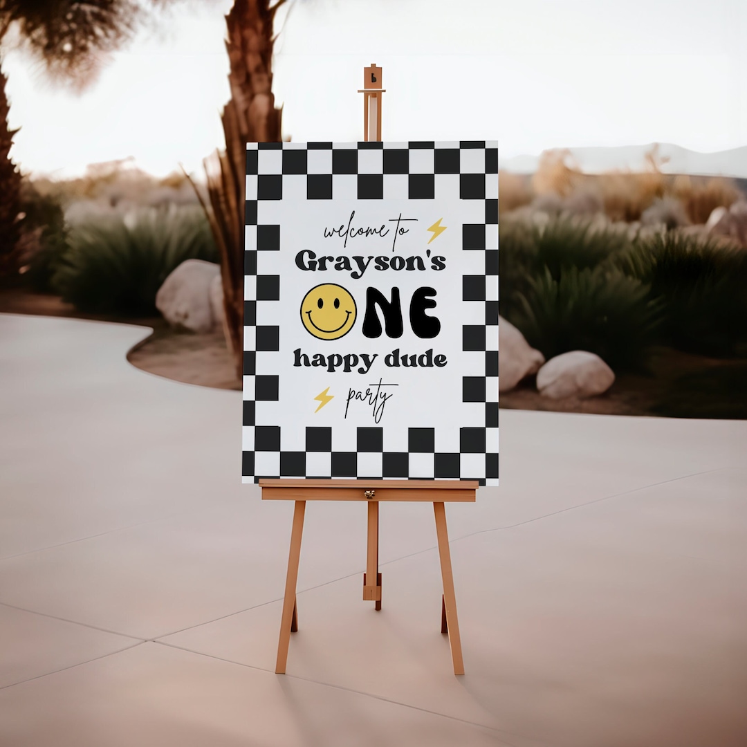 One Happy Dude Welcome Sign, First Birthday Party, Instant Download ...