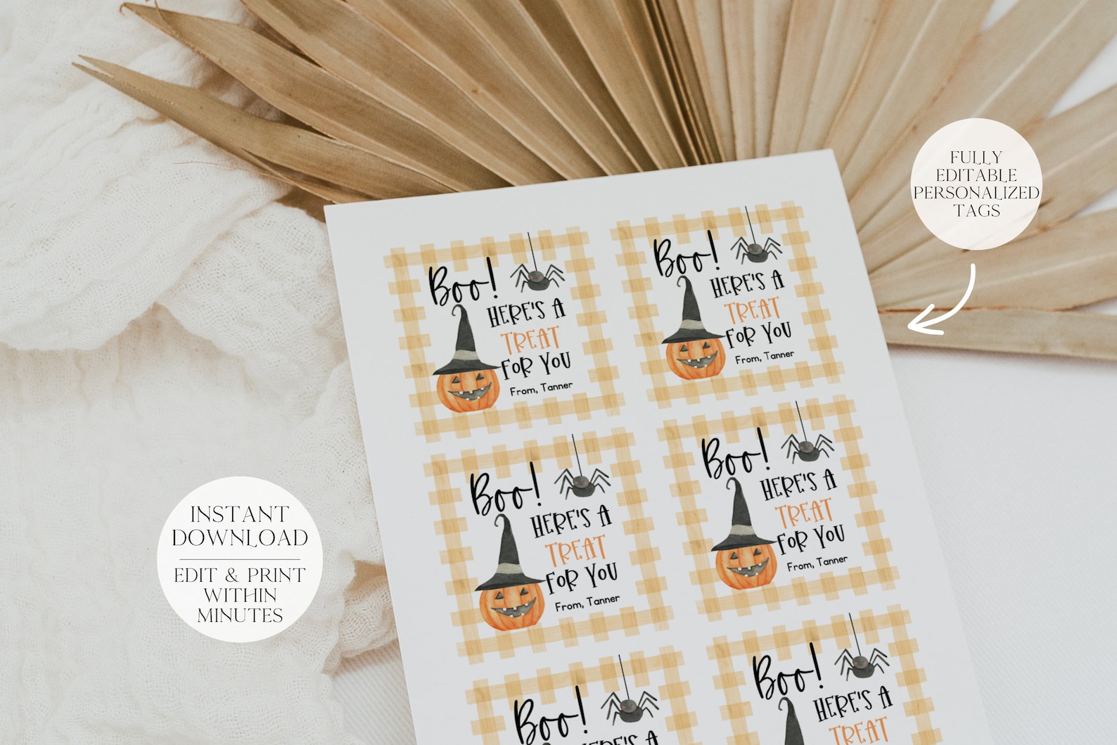 Boo Halloween Treat Tag Editable Instant Download - Etsy