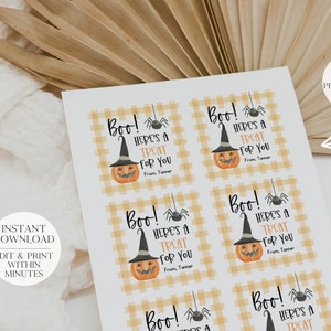 Boo! Halloween Treat Tag | Editable Instant Download | Printable - Etsy