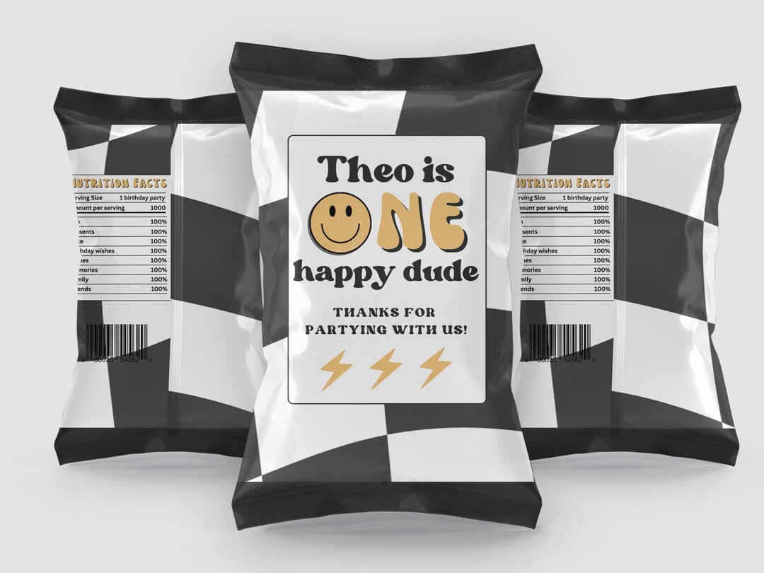One Happy Dude Birthday Printable Chip Bag Editable Template | Instant ...