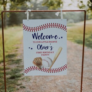 Baseball First Birthday Party Welcome Sign | 1st Birthday | Rookie ...
