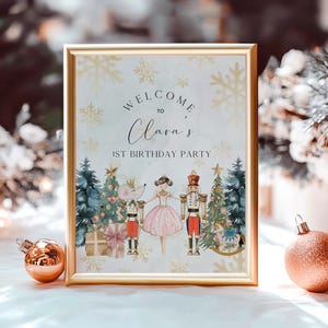 Nutcracker Birthday Welcome Sign, Sugar Plum Fairy, Nutcracker Party, Christmas Birthday, Winter ...