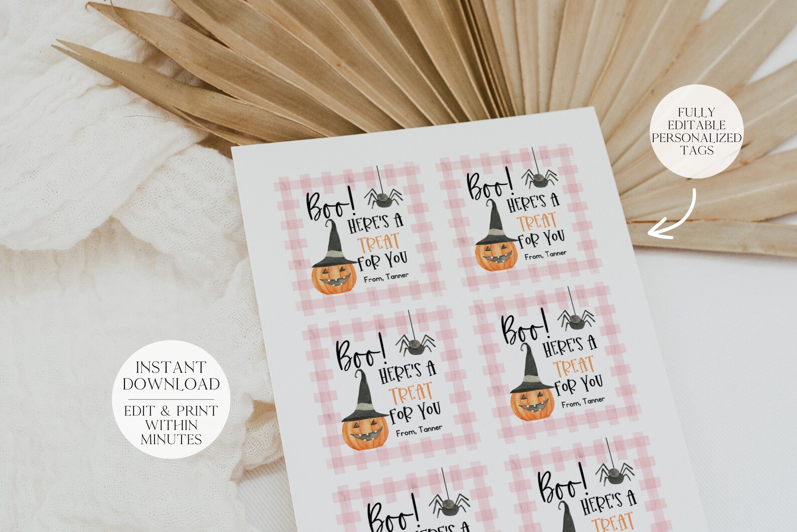Boo Halloween Treat Tag Editable Instant Download - Etsy