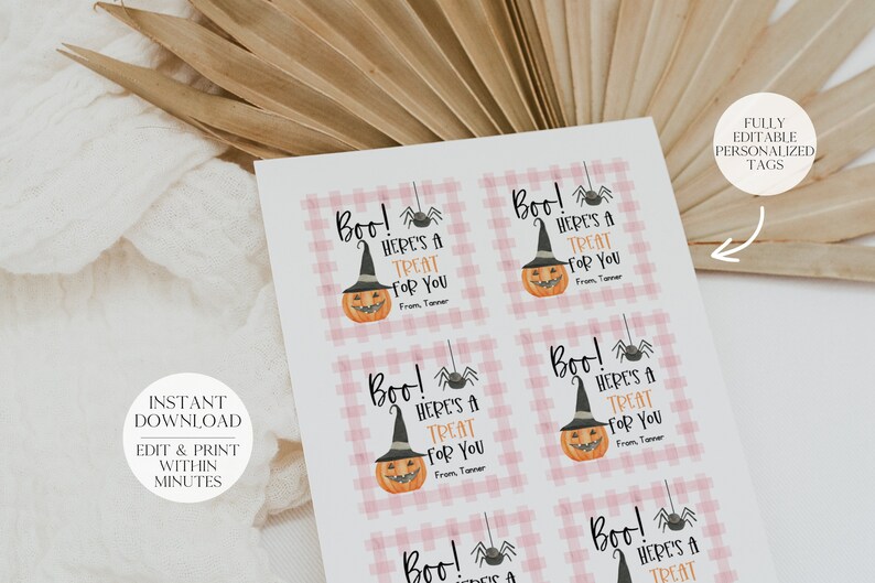 Boo! Halloween Treat Tag | Editable Instant Download | Printable - Etsy
