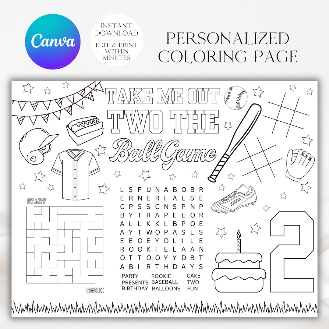 Baseball Birthday Coloring Page, Take Me Out Two the Ball Game ...