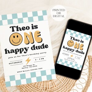One Happy Dude | 1st Birthday Invitation | Boy First Birthday | Happy ...