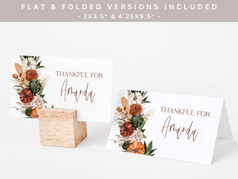 Fall Place Card, Printable Place Card, Autumn Place Card, Thanksgiving ...