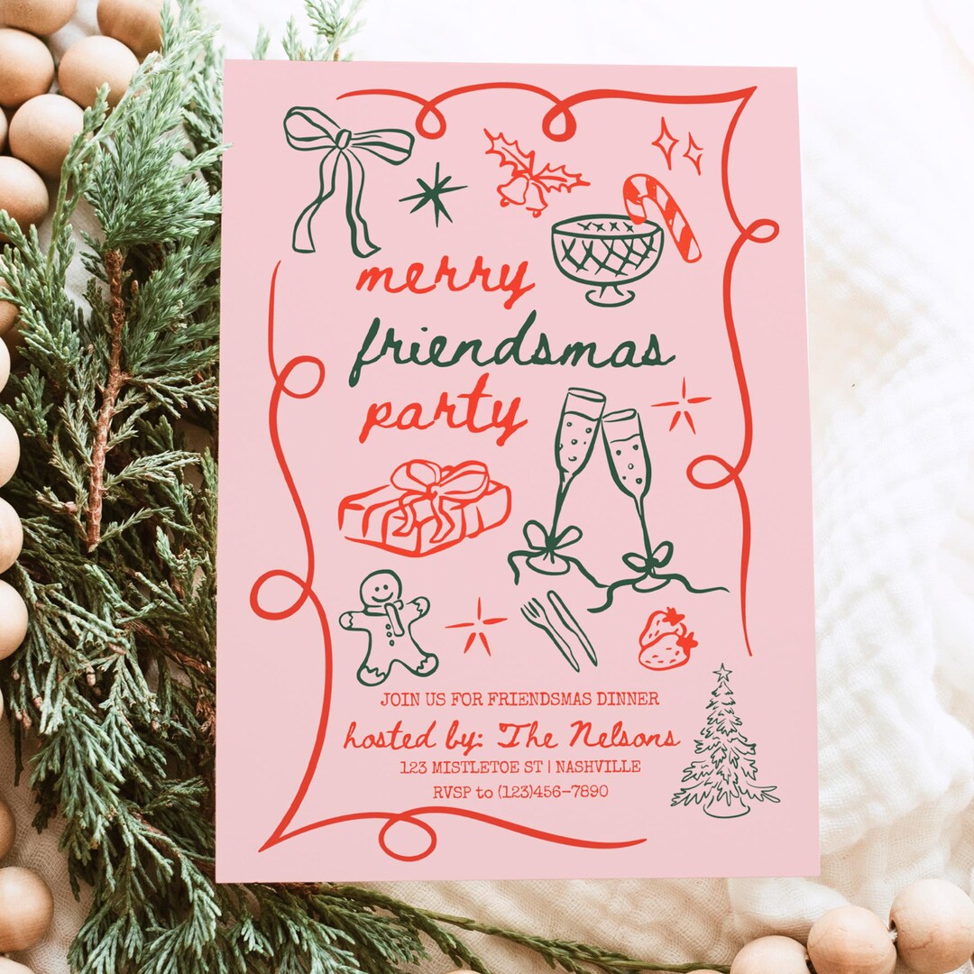 Merry Friendsmas Christmas Invitation, Friendsmas Invite, Christmas ...