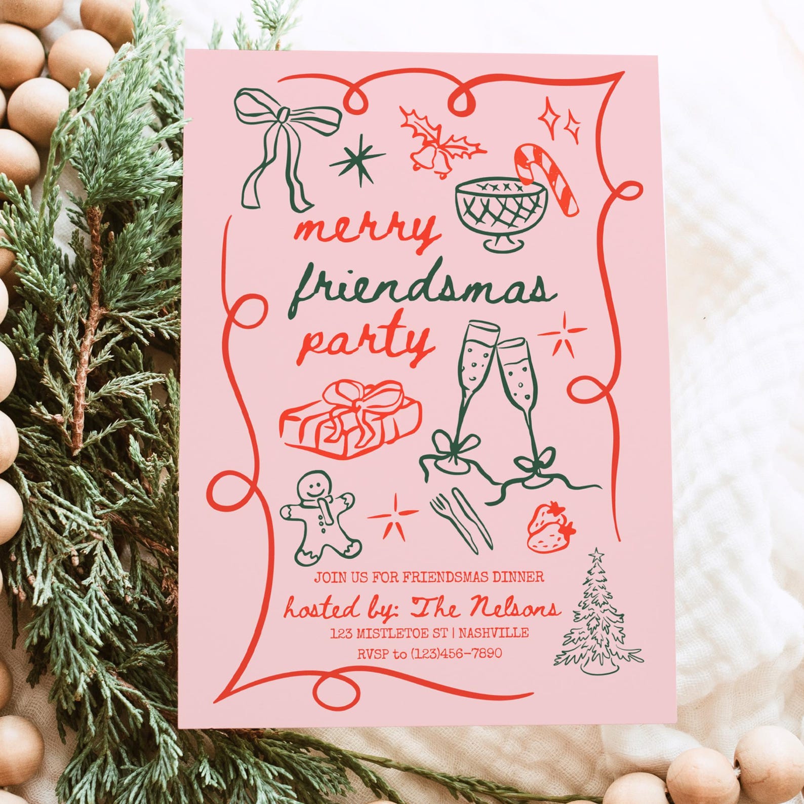 Merry Friendsmas Christmas Invitation, Friendsmas Invite, Christmas ...
