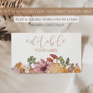 Thanksgiving Food Label Template Autumn Table Decor - Etsy