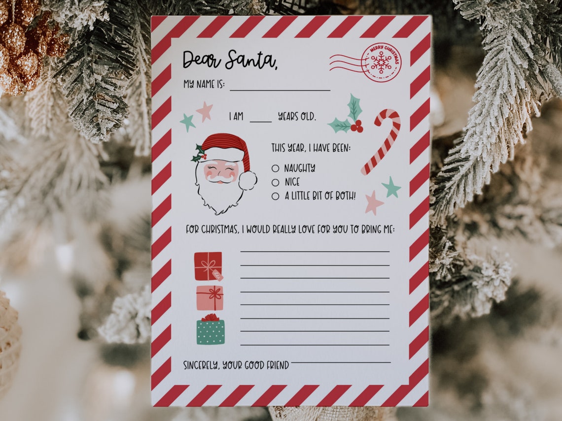 Printable Christmas Letter | Instant Download | Christmas List | Letter ...