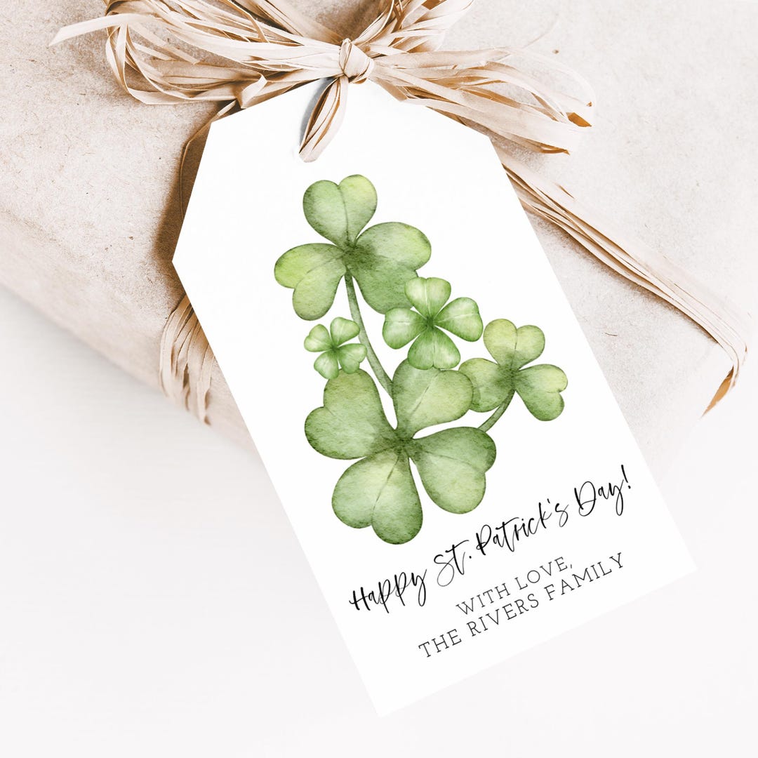 Printable St Patricks Day Gift Tag, St Patrick's Day Tag, Shamrock Gift ...
